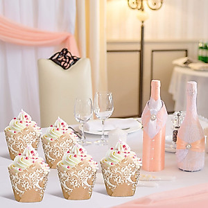 200 Pcs Wedding Tulip Cupcake Liners Bridal Shower Muffin Liners Baking Cups Greaseproof Paper Cupcake Wrappers Cupcake Holders for Party Wedding Girls Birthday Decoration (Lace)