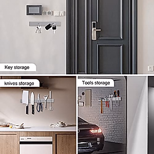 DGSL Magnetic Knife Holder for Wall, Knife Magnetic Strip Stainless Stee, Strong Magnetic Suction 2 Installation Methods, Suitable for Household Kitchen Cutter Metal Tools Management (12 Inch)