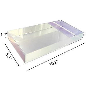 Lemonadeus Acrylic Tray Iridescent Makeup Tray Acrylic Bathroom Tray Lucite Tray Holographic Decor Tray Rainbow Tray (Rainbow)