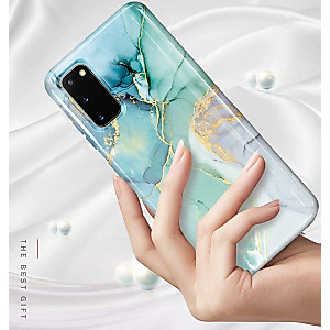 luolnh Galaxy S20 Marble Case - Shockproof Soft Silicone TPU Bumper Cover - Mint