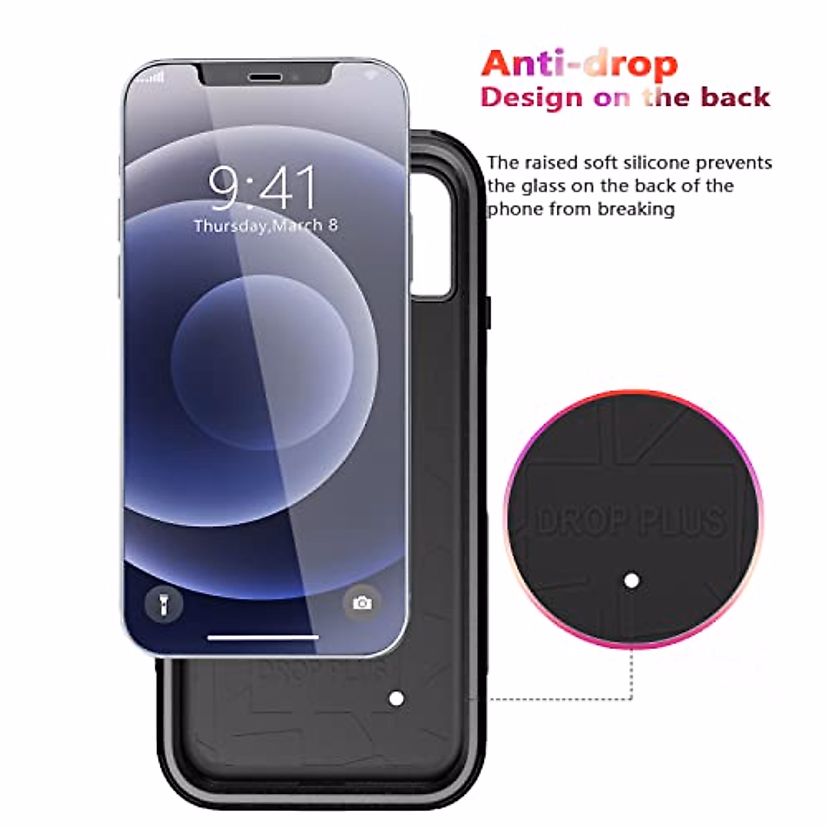 Diverbox for iPhone 12 case [Shockproof] [Dropproof] [Tempered Glass Screen Protector],Heavy Duty Protection Phone Case Cover for Apple iPhone 12 (12-Black-3in1)