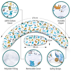 Bamibi® Pregnancy Pillow - Full Body Support Maternity Pillow for Sleeping – Providing Support for Adults and Pregnant Women Back, Hips, Legs & Belly - Removable 100% Cotton Cover (Animals)