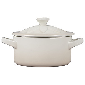 Le Creuset Stoneware Mini Round Cocotte with Flower Lid, 8oz., Meringue