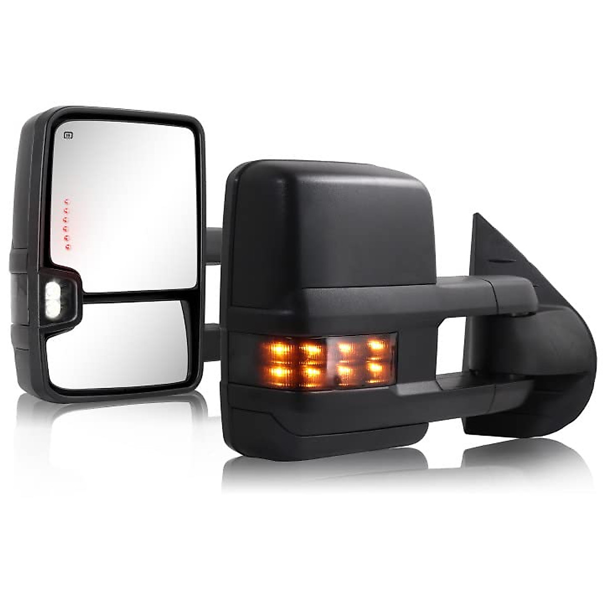 Towing Mirror for Silverado Sierra - 2007-2013 Chevy Silverado 1500 GMC Sierra 2014 2500HD 3500HD Tow Mirror with Side Mirror Power Adjusted Heated Glass Turn Signal Backup Light