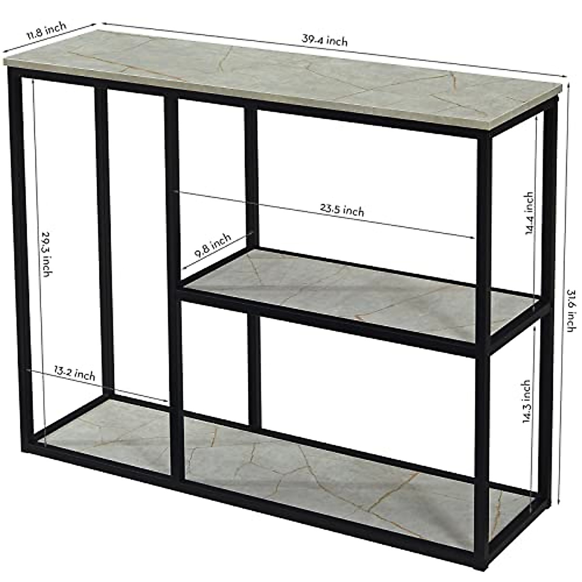 WOHOMO Console Table, 12 Inch Narrow Sofa Table with 3-Tier Storage ...
