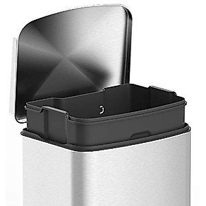 Innovaze 10.6 Gal./40 Liter Stainless Steel Rectangular Step-on Trash Can for Kitchen