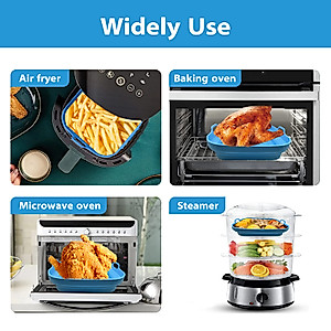 2-Pack Silicone Air Fryer Liners, Thicken Fold Air Fryer Silicone Pot, 8.5inch Reusable BPA Free Air Fryer Silicone Basket for 6-8 QT Air Fryer Baking Tray Oven Accessories
