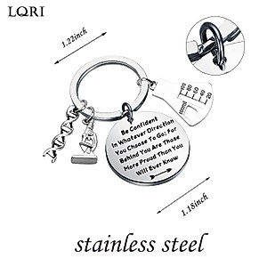 LQRI DNA Double Helix Charm Microscope Charm Keychain Chemistry Biology Gift Be Confident In Whatever Direction You Choose To Go Science Graduation Gift (K-DNA)