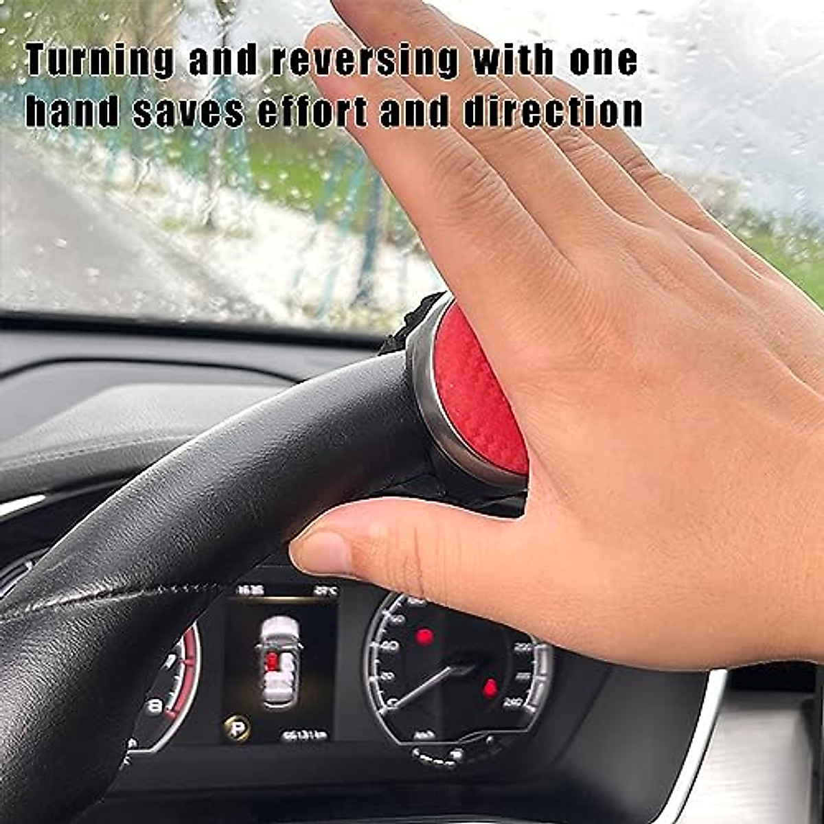 Pincuttee Steering Wheel Power Handle Spinner Knob,Carbon Fiber Steering Wheel Knob,Universal for Cars/Trucks/Tractors/Mowers/Forklifts,Steering Wheel Accessories(Carbon Fiber-Red,1PC)