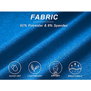 TACVASEN Men's Athletic UV Long Sleeve Durable Shirts with Hoody Running Exercise, Sea Blue, L