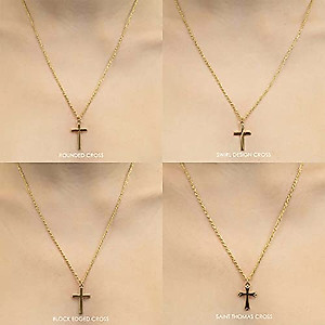 JULIETTE COLLECTION 14K Yellow Gold Rounded Edge Cross Religious Pendant/Charm for Men and Women