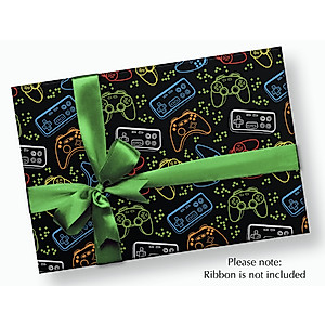 Stesha Party Video Game Gift Wrap Gamer Present Wrapping Paper 30 x 20 Inch (3 Sheets)