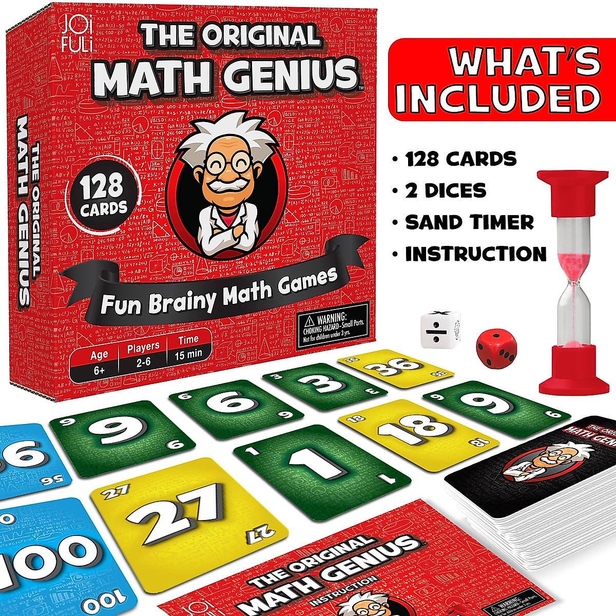 JOiFuli The Original Math Genius Card Game: STEM Educational Math Game Addition, Subtraction, Multiplication, Division, All Education Levels Ideal for Homeschooling, Classroom, and Group Learning