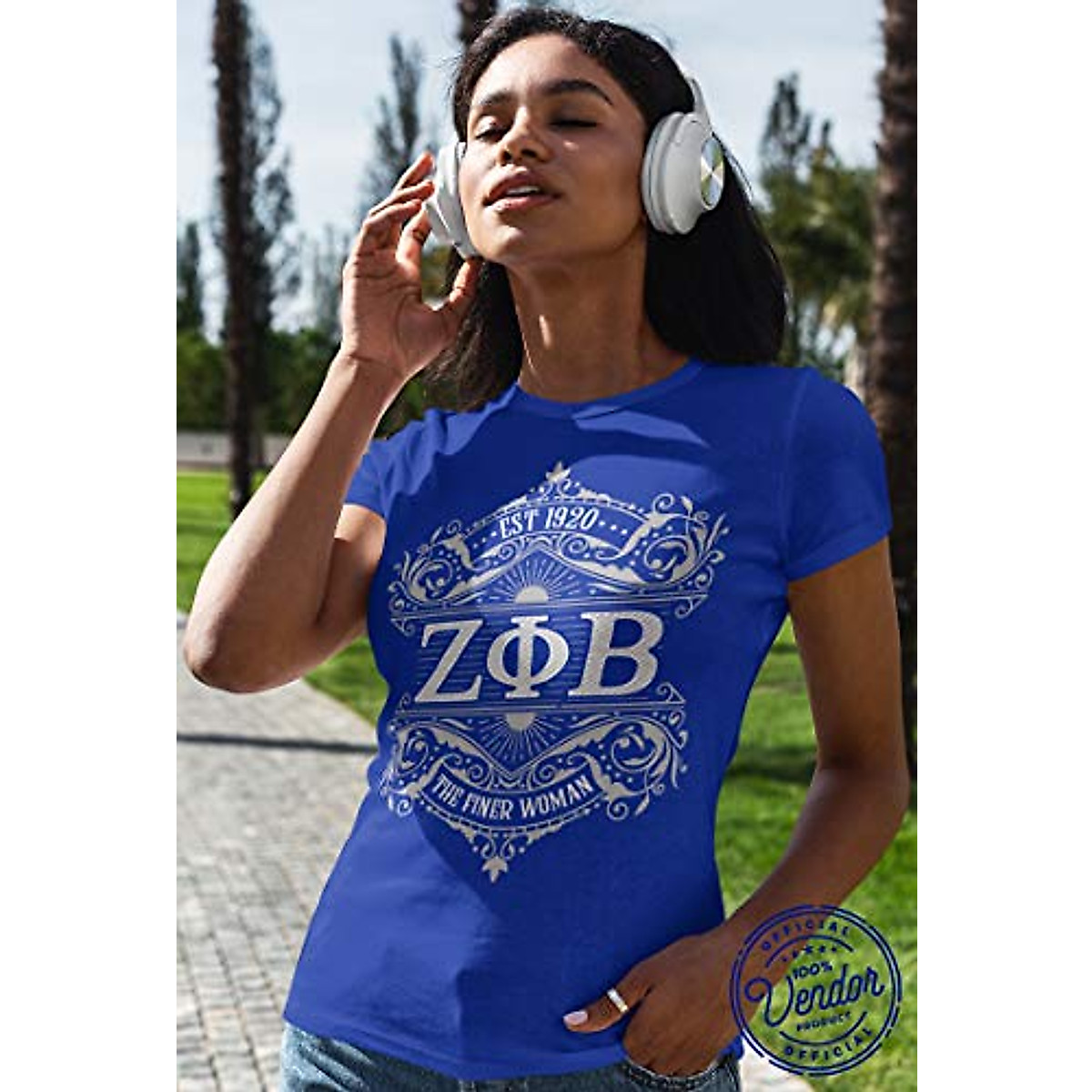 Bad Bananas Zeta Phi Beta Sorority Paraphernalia - The Finer Woman - Crew Neck Shirt - True-Royal X-Large