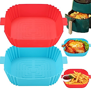 Air Fryer Silicone Liners-Silicone Air Fryer Liners,Airfryer Liners Square Silicone Air Fryer Liners Basket Accessories Air Fryer Liner Silicone Pot Basket Reusable Baking Tray for Air Fryer 2pcs
