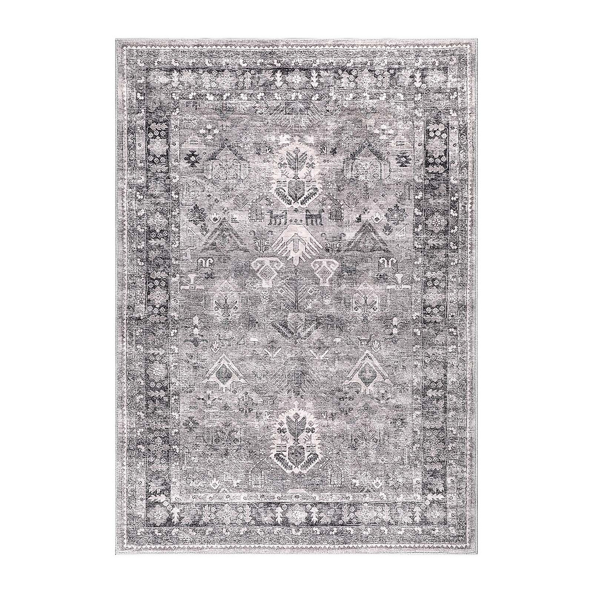 HEBE Washable Area Rug 3x5 Entry Rug Soft Distressed Area Rugs Non Slip Indoor Door Mat Boho Rug Oriental Accent Throw Rug Floor Carpet for Bedroom Kitchen Entryway Bathroom