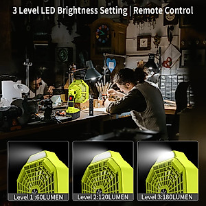 Choerinton Portable Fan for Ryobi 18v Battery, Cordless fans portable battery operated fan with battery and charger, for Hom, Outdoor,Camping, Picnic and Job Site