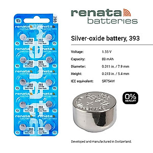Renata 393 Button Cell watch battery