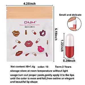 evpct 18Pcs Mini Pills Lipstick Capsule Set for Women Waterproof Long Lasting Deep Red Matte Small Magic Permanent Lipstick 24 Hour Lipstick Bulk Samples Sampler labiales mate 24 horas originales 02