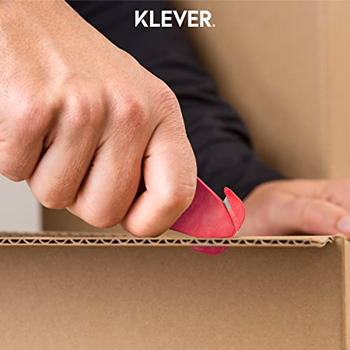 Klever Kutter, NSF Certified for Non-Splash Zone, Klever Innovations Stainless Steel Package Opener, Safety Cutter, Utility Knife, Red, 20/pk (KCJ-1RSS)