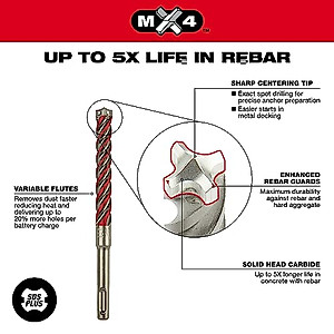 Hammer Drill Bit, Sds Plus, 1X18 In
