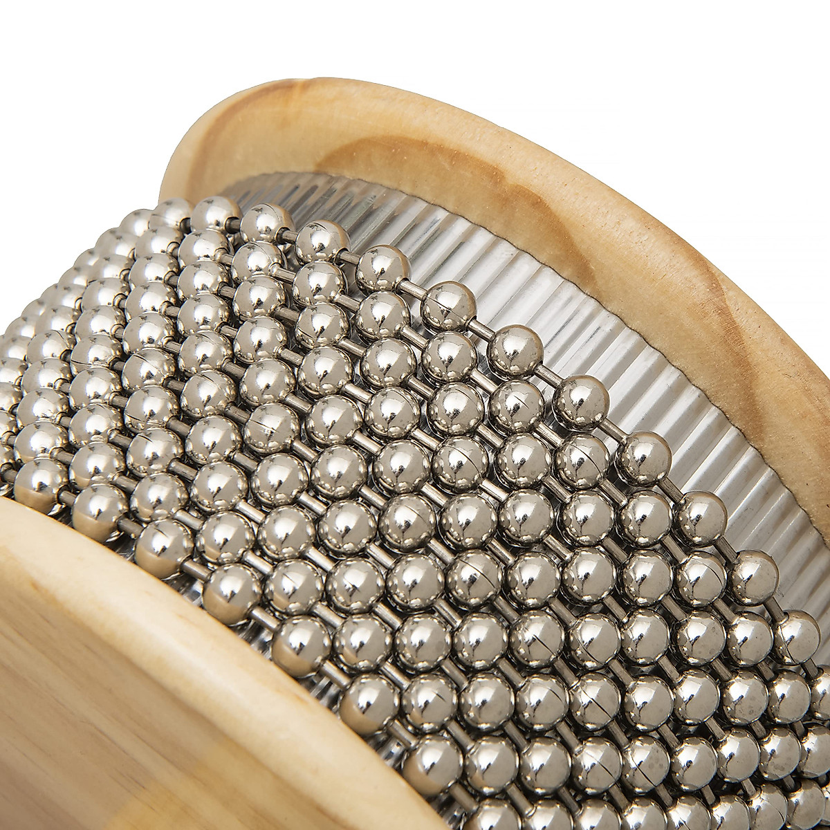 SPLENDIDMODE Cabasa Instrument – Professional Standard Size for Latin Afuche Hand Percussion Music - Metal Steel Bead Balls and Wooden Cylinder, Ideal for Adults or Kids – Complete with 2 Egg Shakers