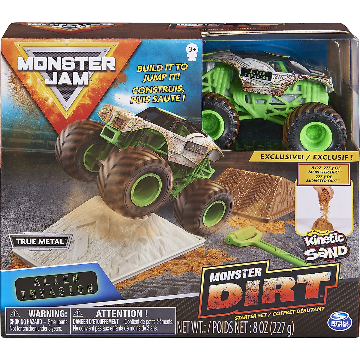 Monster Jam, Alien Invasion Monster Dirt Starter Set with 8oz Monster Dirt and Official 1:64 Scale Truck