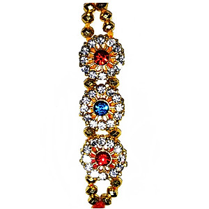 Best Rakhi,Diamond Rakhi,Set of Two Rakhi,Rakhi Threads, Raksha bandhan Strand Bracelets Gift for Your Brother/Siblings - Bhai & Multicolored Hand Made Rakhi Set (Rakhi Pattern 1)