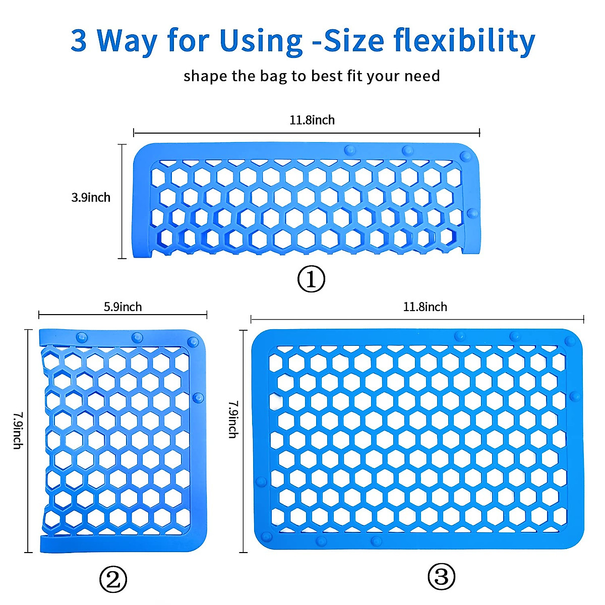 REVEX Silicone Dishwasher Bag,11.8" x 7.9" Dishwasher Basket for Baby Items,Baby Bottle Dishwasher Baskets with Adjustable Sizing for Small Parts,Nipples,Pacifiers and Toy Accessories. (Blue)