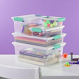 Sterilite Large Clear Plastic Stackable Storage Container Bin Box Tote with Clear Latching Lid Organizing Solution for Home & Classroom, 30 Pack
