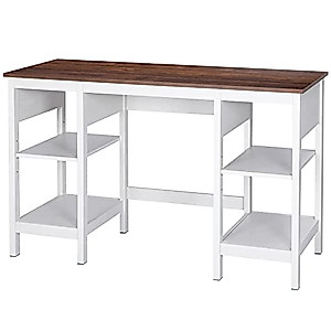 Spirich Home Office Computer Desk, 47 Inch Modern Rustic Wood Study Writing Table with Open Storage Shelves
