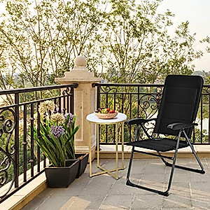 DORTALA 2-Piece Foldable Patio Chairs, Folding Chairs w/Adjustable Backrest, Outdoor Sling Chairs for Deck, Backyard, Bistro, 300 lbs Capacity, Set of 2, Black