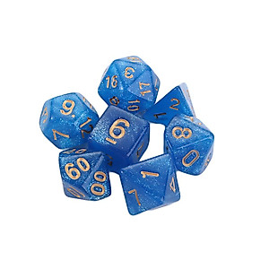 7 Pcs Colorful Glitter DND Polyhedral Dice, Acrylic Dice Durable Dice for Table Games, Role Playing, Family Party Favor(Glitter Light Blue)