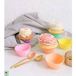 Muffinboi by XNM Creations, Premium Grade Silicone Cupcake and Muffin Liner Molds Baking Cups (Pastel), Pack of 24