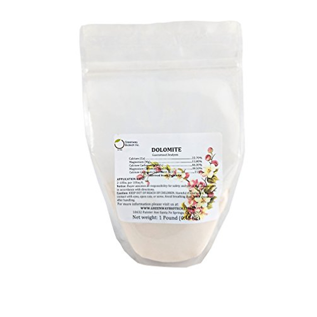 Greenway Biotech Dolomite Lime Plus- Includes 11.8% Magnesium and 22.7% Calcium Helps to Adjust The pH Level- Great to Make Your Own Compost and Worm Bins- 1 Pound