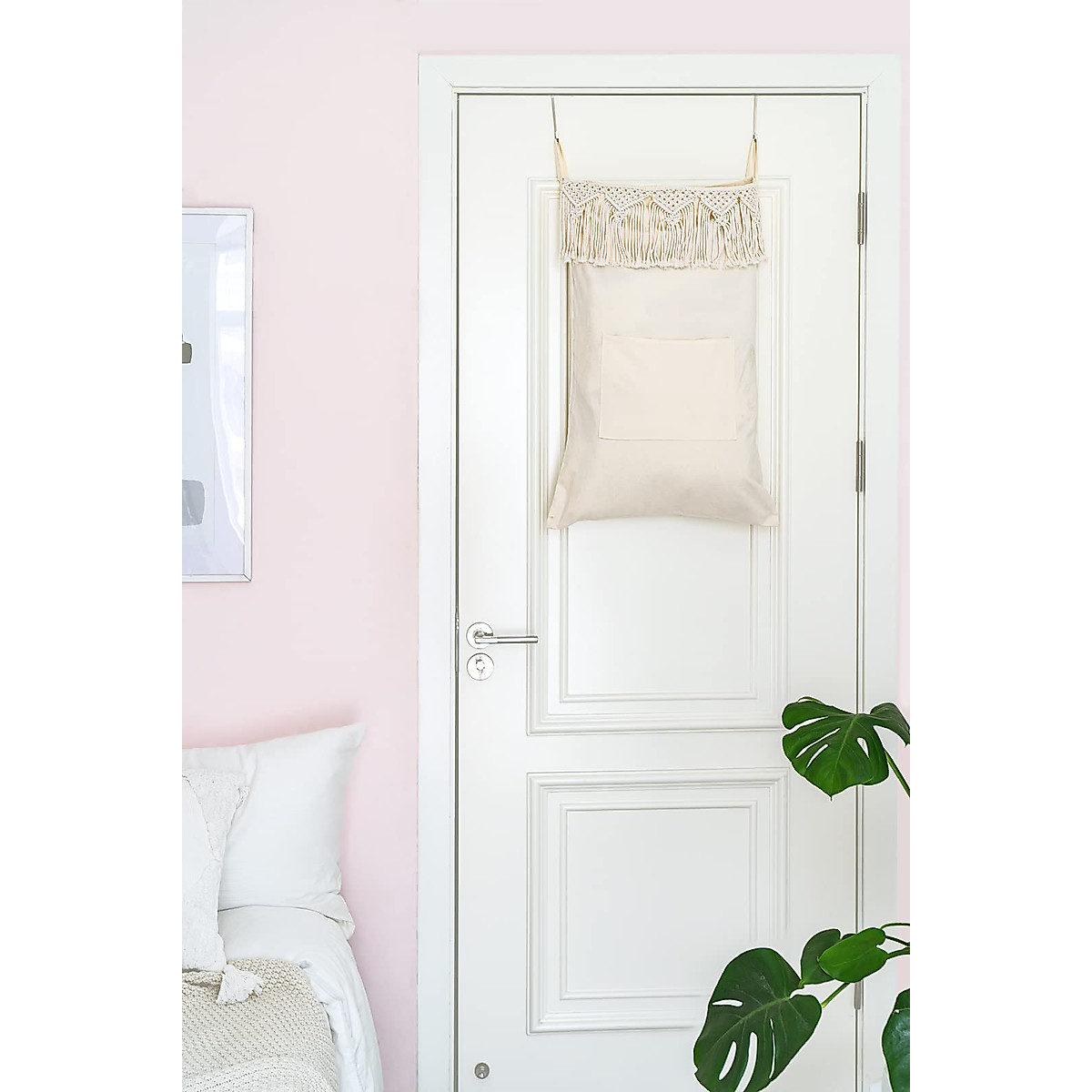 Mkono Set of 2 Bedside Caddy Hanging Organizer and Hanging Laundry Hamper Bag