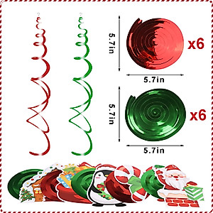 CCINEE 36pcs Christmas Hanging Foil Swirls, Xmas Hanging Decoration Christmas Foil Ceiling Hanging Swirls for Indoor Outdoor Christmas Holiday Party Supplies