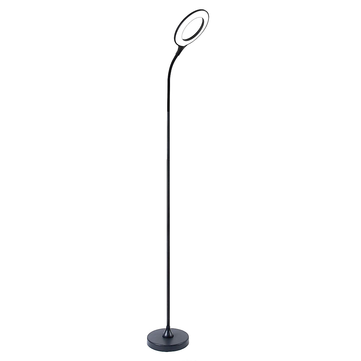 Bright Floor Lamp for Office, Reading and Bedrooms. LED Floor Lamp for Lash Light for Eyelash Extensions, Makeup & Nail Spa. Gooseneck Standing Lamp (Black)