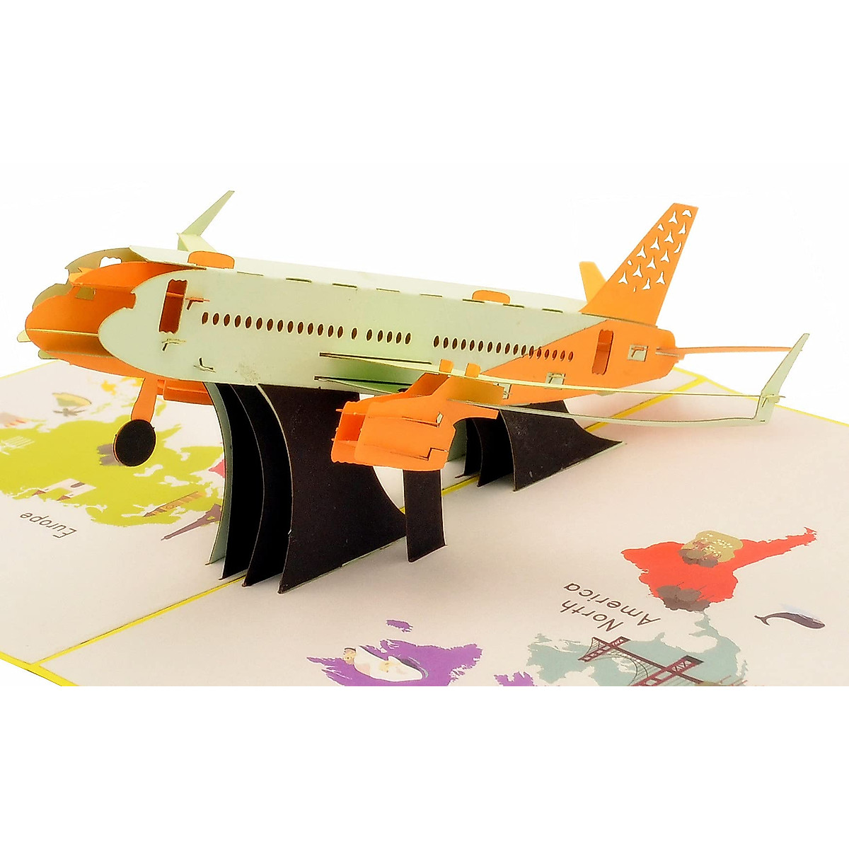 Airplane Pop Up Card come with Flying Butterfly,Ideal 3D Greeting Card for All Occasions,Happy Birthday, Graduation, Congratulations, Retirement,Pilots, Plane Travelers. 6"x8" when colsed. (Airbus)