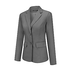 YUNCLOS Women's 2 Pieces Skirt Suit Set Long Sleeve Blazer Jacket and Pencil Skirt Dark Gray