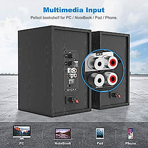 BESTISAN Powered Bookshelf Speakers, Bluetooth 5.0, with Bass Adjustable, 4 Inch Speakers for TV/Computer/Phone/Record Player, 50W Home Studio Speakers, Pair