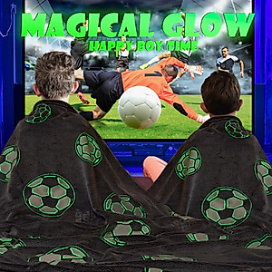 UOMNY Glow in The Dark Blanket for Boys Soft Football Throw Blanket Kids Luminous Balls Blankets for Couch Bedroom Decor Luminous Blanket Grey 50 x 60 inch ﻿