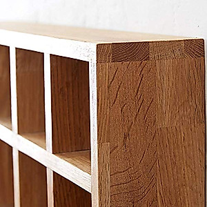 PIBM Stylish Simplicity Shelf Wall Mounted Floating Rack Shelves Oak Simple Household Straight Rod Storage Hangers Coat Rack,4 Hooks, Wood , 56x10x56cm