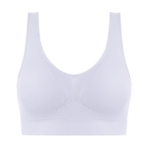 Prime Early Access Deals Sports Bra for Women Sweat-Free Mesh Shaping Bra Breathable Cool Liftup Air Bra Seamless Wireless Cooling Comfort Bra Crew Necks White L