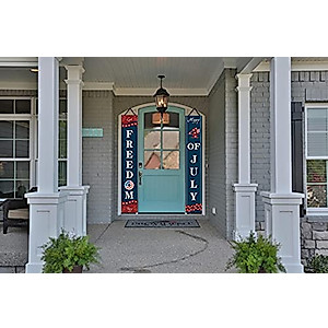 Patriotic Soldier Porch Sign Welcome Banners, American Flag Decoration Patriotic Decor Party Supplies for -4th of July Memorial Day Independence Day Labor Day Hanging Banner Yard, Red and Navy