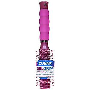 Conair Hair Brush with Nylon Bristle, Gel Grips, Round, Medium (Colors may vary)