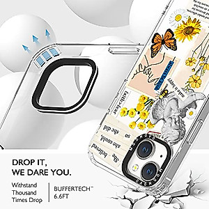 MOSNOVO Compatible with iPhone 14 Plus Case, [Buffertech 6.6 ft drop Impact] [Anti Peel Off Tech] Clear TPU Bumper Women Girl Phone Case Cover with Vintage Collage Art Designed for iPhone 14 Plus 6.7"