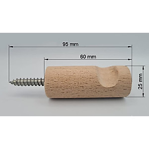 Simba Shop 4 PCS Wooden Wall Hook Hanger Bathroom Towel Hooks Coat and Hat Hooks Beech Wood Handmade Woodwork