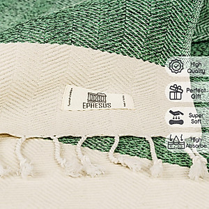 EPHESUS TOWELS Hand Towels - Set of 2 | 18" x 30" - Decorative Turkish Hand Towel for Bathroom, Kitchen, Guest, Face, Hair, Tea, Dishcloth (Herringbone, Apple Green)