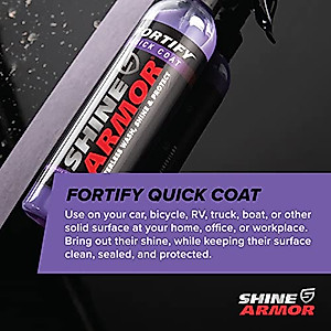 SHINE ARMOR Ceramic Coating Fortify Quick Coat Car Wax Polish Spray Waterless Wash & Wax Hydrophobic Top Coat Polish & Polymer Paint Sealant Detail Protection 8 Fl Oz